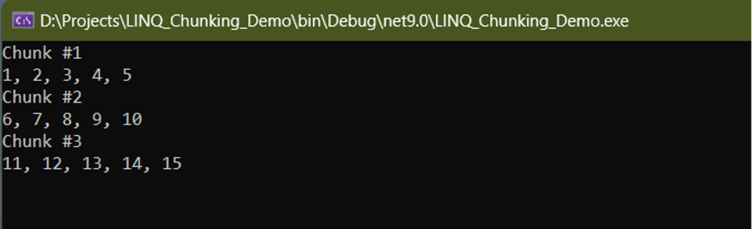 How to chunk data using LINQ in C# - Azalio