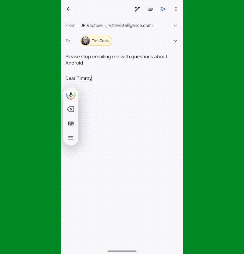 Android voice typing toolbar: Move