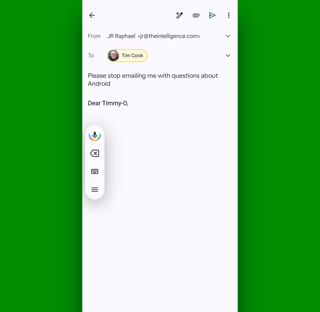 Android voice typing toolbar: Vertical